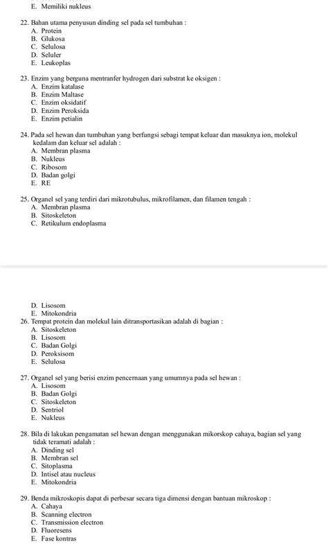 Bahan Utama Penyusun Dinding Sel Pada Sel