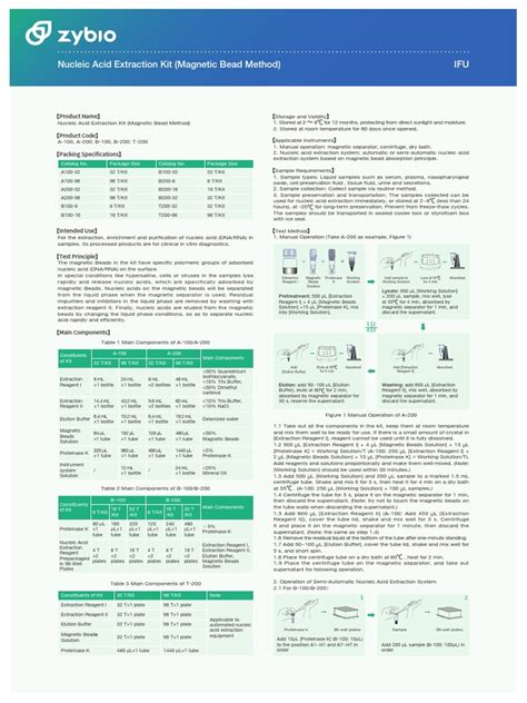 Zybio Viral Nucleic Acid Extraction Kit Insert Compressed Pdf