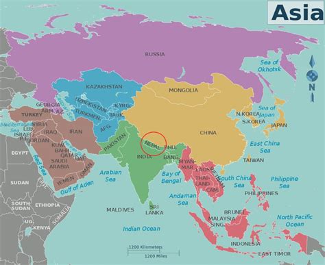 Nepal In Asia Map Excellent Himalaya Trek And Expedition