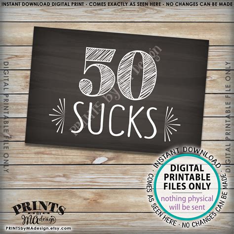 50th Birthday Signs 50th Candy Bar 50 Sucks Rocks Blows Can Etsy