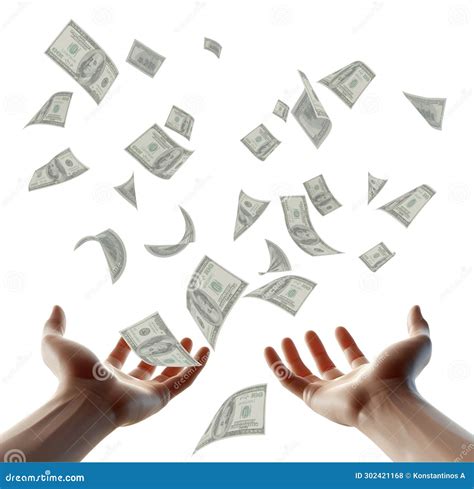 100 Dollars Dolars Flying Falling Isolated 3d Rendering Royalty Free