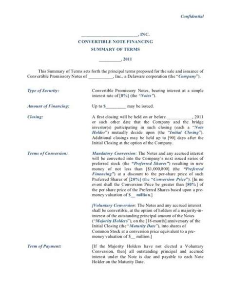 Convertible Loan Note Template Midi