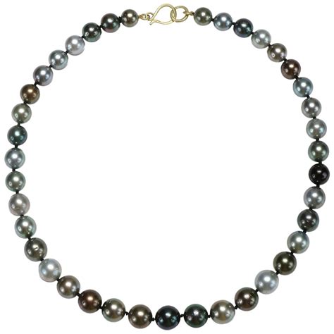Tahitian Black Pearl Choker Necklace 18k White Gold For Sale At 1stdibs
