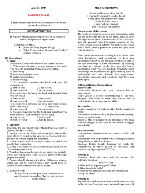 Grade 6 Lesson Plan Pdf Mixture