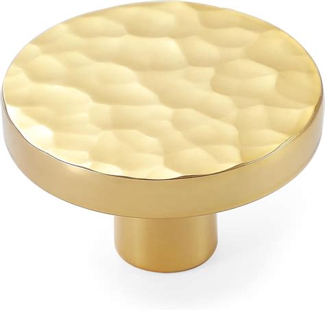 Koppalive 10 Pack Modern Gold Cabinet Knobs Hammered Solid Brass