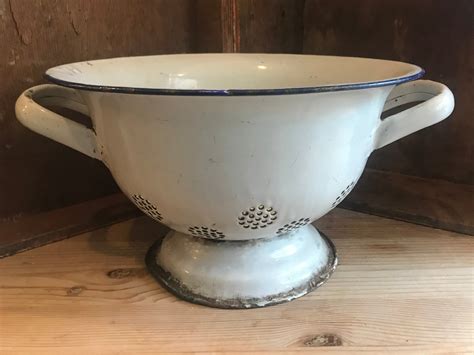Vintage French Enamel Colander Emily Rose Vintage