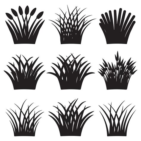 Grass Design Set Outline Vector On White Background 41415535 Vector Art