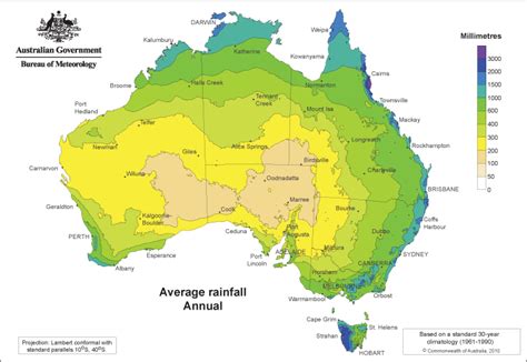 Rainfall Map Of Australia Australian Climate Averages
