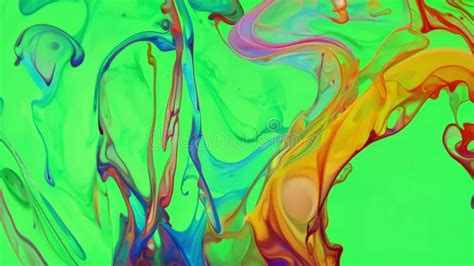 Vivid Swirls Of Liquid Merging And Shifting In Dynamic Patterns Green
