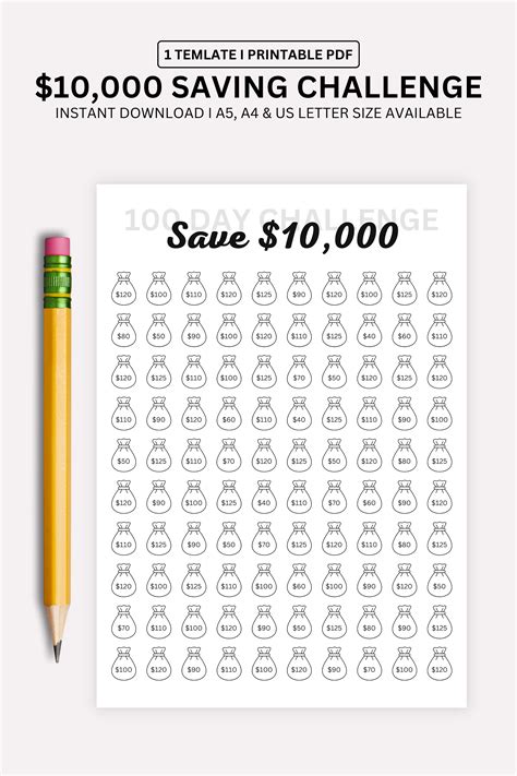 10k Savings Challenge Printable 10 000 Saving Tracker 10k Challenge