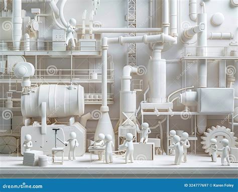 Factory In A 3d Cartoon Figure Graphic Stock Illustration