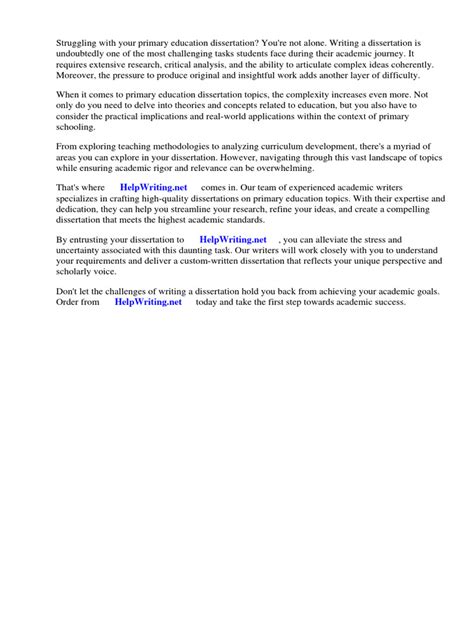 Primary Education Dissertation Topics Pdf Teachers Thesis