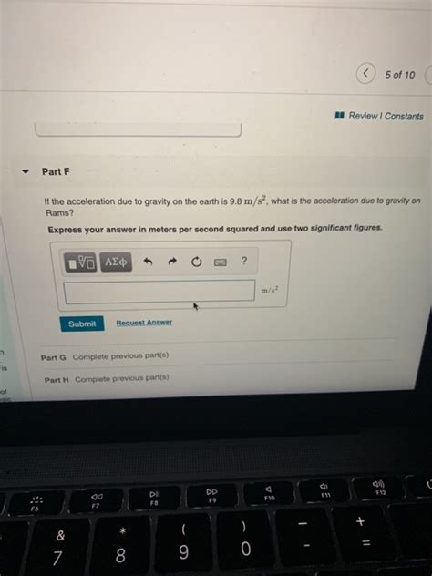 5 Of 10 Review Constants Part F If The Acceleration