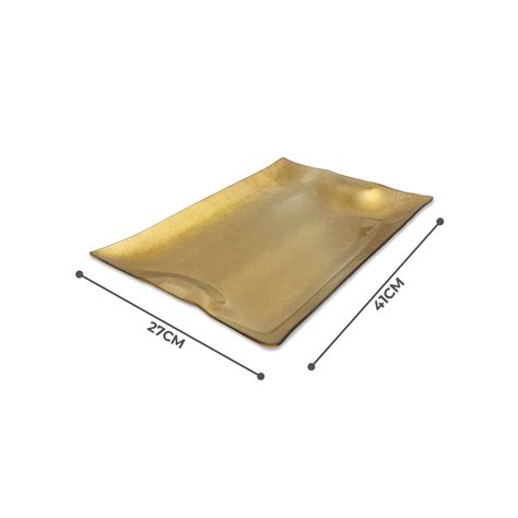 Wide Rectangular Gold Glass Plate Beuniqueleb