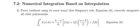 Solved Numerical Integration Based On Interpolation Chegg