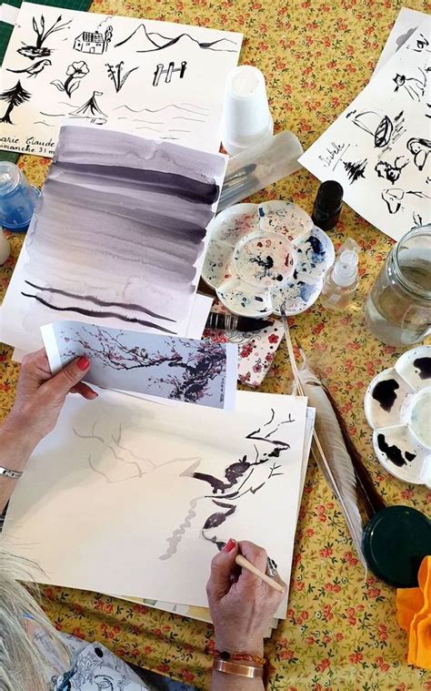 Encre Aquarelle Stage Technique De Peinture Lucie Llong Puy De Dome