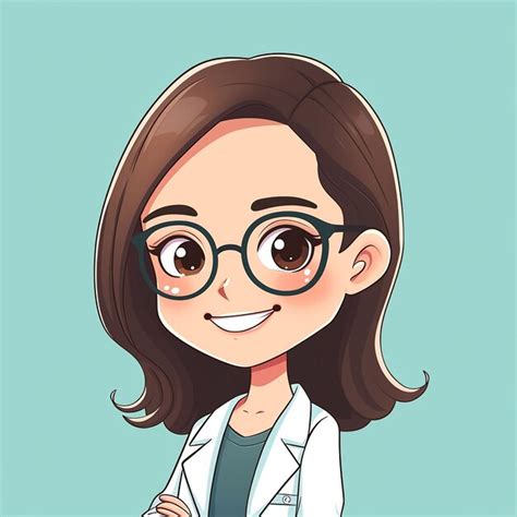 A Cartoon Drawing Of A Female Doctor With Glasses And A White Lab Coat