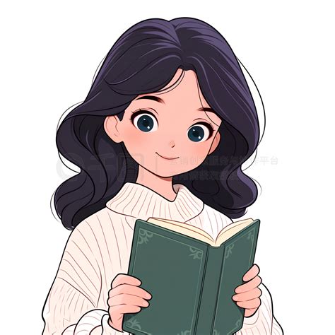 卡通插画数字艺术 读可爱小女孩卡通插画 Ai平面元素免费下载png格式2784像素编号70796291 千图网