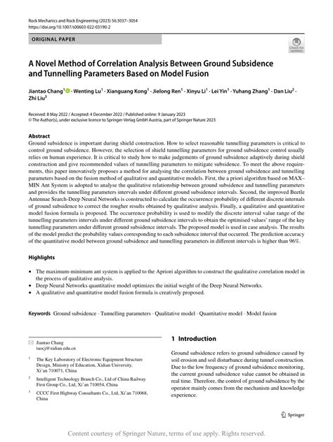 a novel method of correlation analysis between ground subsidence and