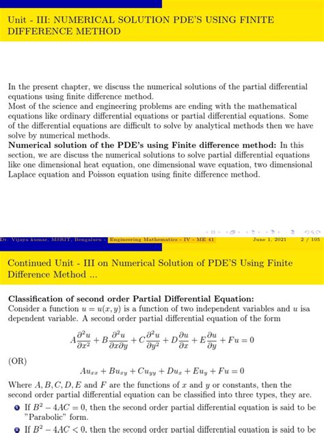 Solution Of Pdes Using Finite Difference Method Pdf