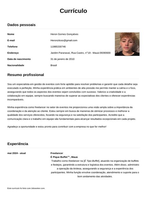 Currículo Heron Gomes Gonçalves 13 02 2025 05 03 19 Pdf Comunicação Business