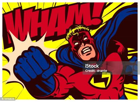 팝 아트 만화 슈퍼 히어로 던지는 펀치 벡터 일러스트 레이 션 슈퍼히어로에 대한 스톡 벡터 아트 및 기타 이미지 슈퍼히어로 만화책 만화 Istock