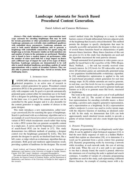 Pdf Landscape Automata For Search Based Procedural Content Generation