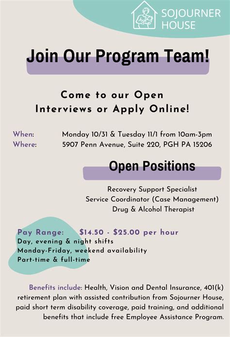Sojourner House Open Interviews Flyer 1 Sojourner House