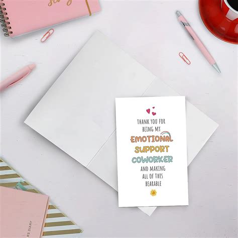 Funny Coworker Birthday Card Thank You And Emotional Support Card