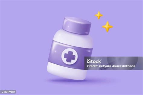 3d Medical Medication Bottle With Plus Icon Vaccination Medical