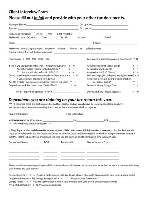 Client Interview Doc Template Pdffiller