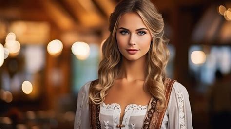 Premium Photo Beautiful German Girl Dressed For October Fest Smiling