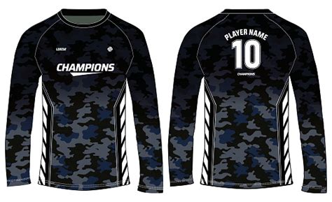 위장 긴 소매 티셔츠 스포츠 저지 디자인 컨셉 벡터 템플릿 모토 크로스 저지 크리켓 축구 배구 유니폼 디자인에 대한 전면 및 백 뷰스포츠 저지 개념 T 셔츠에 대한 스톡