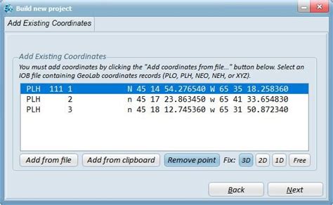 New Project Wizard GeoLab