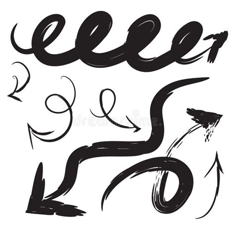 Sketchy Arrow Set Doodle Arrows Hand Drawn Direction Marks Stock