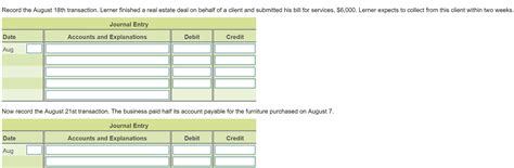 Solved Transactions Aug 4 Larry Lerner The Major