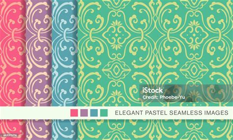 우아한 이음새가 없는 파스텔 배경 세트 둥근 나선형 물결 덩굴 사슬 0명에 대한 스톡 벡터 아트 및 기타 이미지 0명 고풍스런 곡선 Istock