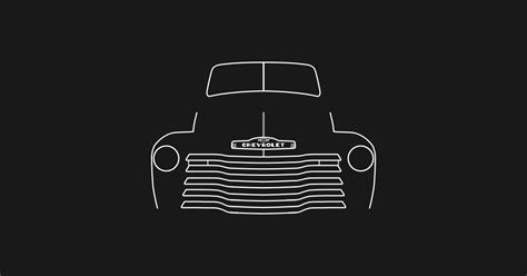 1949 Chevy 3100 Stepside Classic Pickup Truck Outline Graphic White