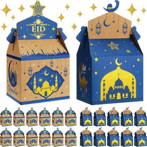 24 Pcs Ramadan Treat Box Party Favors Eid Mubarak Goodie Gable Boxes