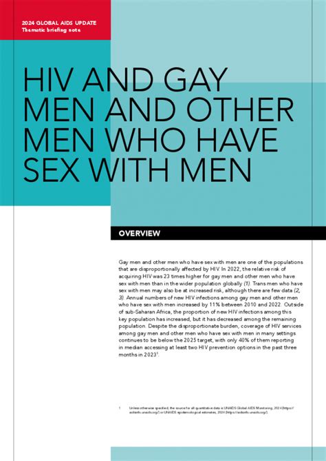 Hiv And Gay Men And Other Men Who Have Sex With Men — Thematic Briefing