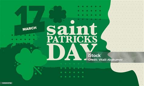 해피 세인트 패트릭의 날 전통적인 아일랜드 휴일입니다 3월 17일 연례 기념 클로버와 토끼풀 잎 녹색과 오렌지 파티 디자인 아일랜드 색상입니다 포스터 카드 배너 및 배경