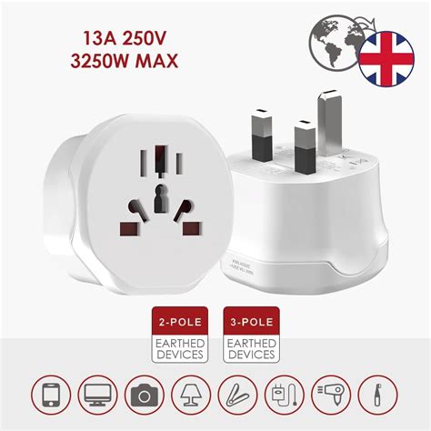 Pegant World To Uk Plug Travel Adapter 3 Pin Accept All Europe Eu Uk A