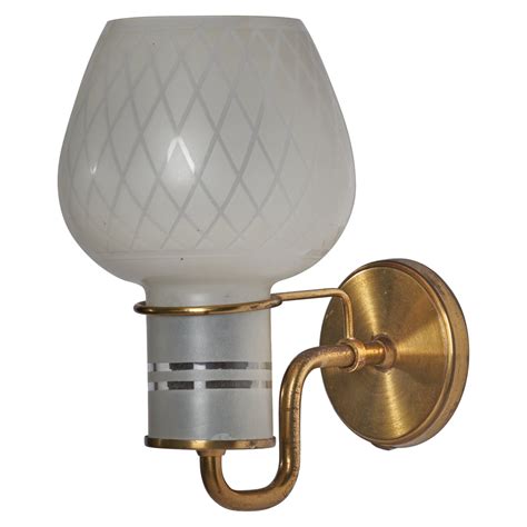 Danish Designer Wall Light Brass Glass Denmark 1940s For Sale At 1stdibs