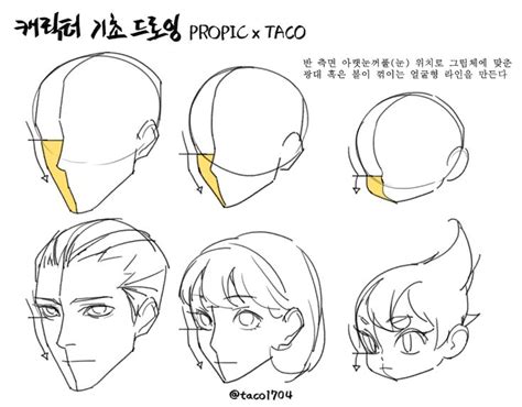 타코작가 On X 얼굴형 그리기 튜토리얼 드로잉 강좌