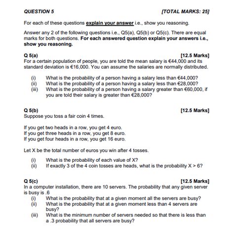 Solved QUESTION 5 TOTAL MARKS 25 For Each Of These Chegg Com