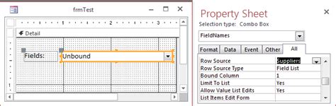 MS Access Display Field Names In A Combo Box