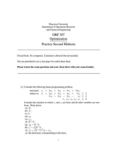 Practice Second Midterm A Collection Of Linear Integer And Network Flow Programming Problems