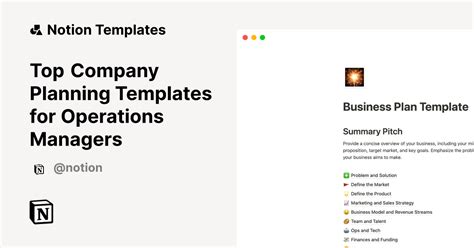 Top Company Planning Templates For Operations Managers Notion Template Marketplace