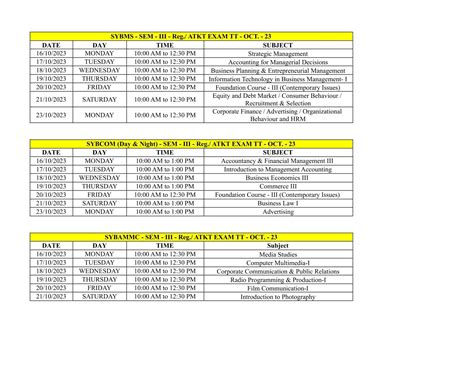 LUC_Degree - Sem III (Reg. and Atkt) Time table 2023-24. - LUC