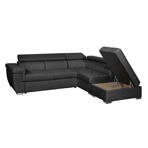 Canapé Dangle à Droite Convertible 5 Places En Tissu Gris Solil